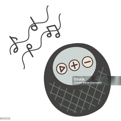 휴대용 스피커 낙서 아이콘 음악을 재생하는 둥근 블루투스 스피커의 벡터 일러스트레이션 야외 용 무선 장치 낙서 드로잉에 대한 스톡 벡터 아트 및 기타 이미지 Istock