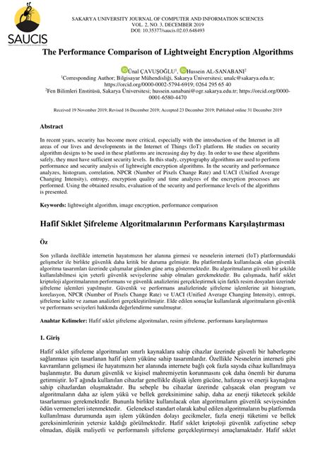 Pdf The Performance Comparison Of Lightweight Encryption Algorithms