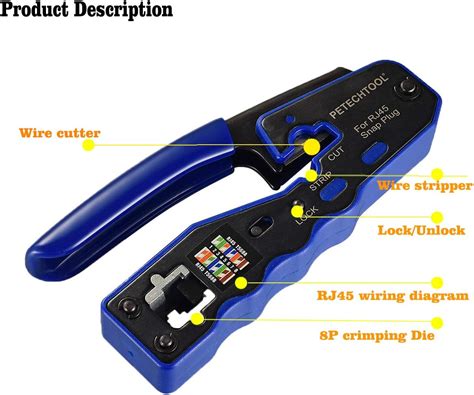 Buy RJ45 Crimp Tool For Cat6 Cat5e Cat5 Pass Through Connectors All In One EZ Crimping Tool Full