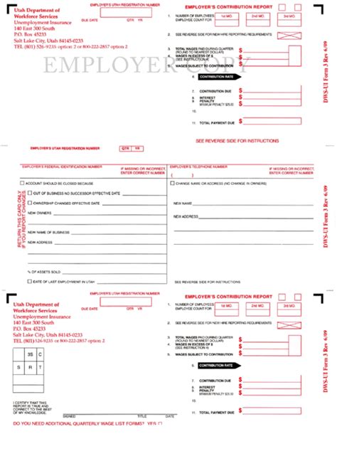 Employers Contribution Report Form Printable Pdf Download