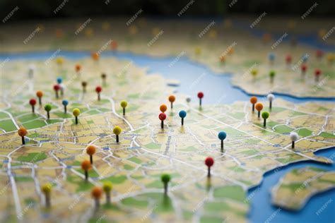 Premium Photo A Close Up Image Of A Map With Pins Strategically