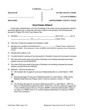 Printable Small Estate Affidavit Texas Forms And Templates