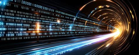 futuristic data stream tunnel digital technology binary code abstract background stock