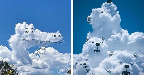 Fluffy Clouds Are Transformed Into Playful Cartoon Characters