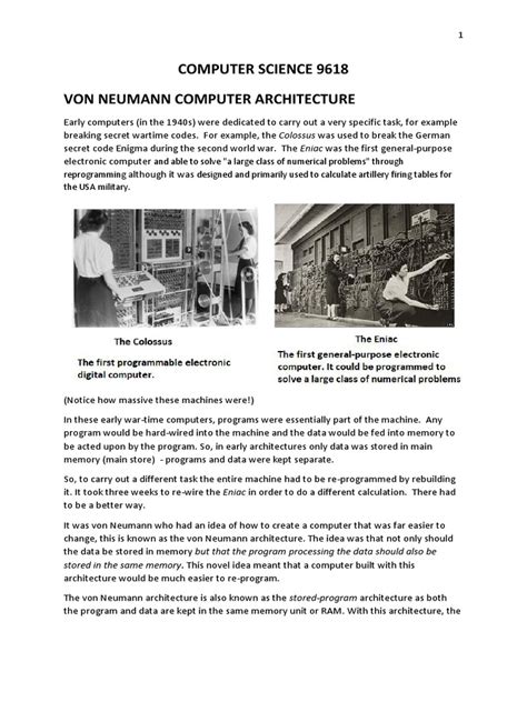 Von Neumann Architecture Computer Science Pdf