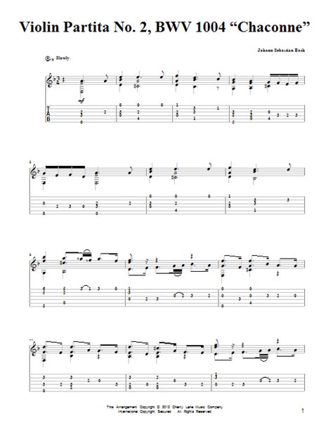 Js Bach Violin Partita No 2 Bwv 1004 Chaconne Sheet Music For