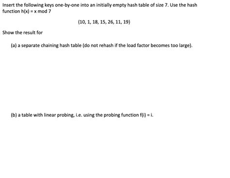Solved Nsert The Following Keys One By One Into An Initially