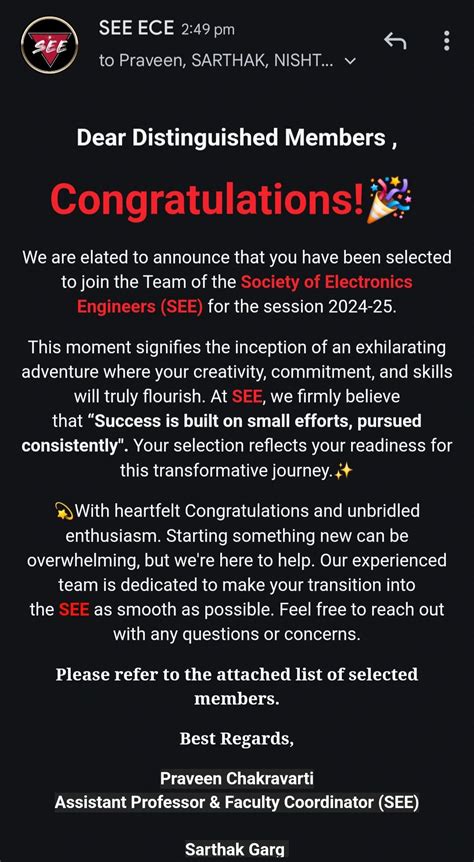 Tushar Tyagi On Linkedin Started New Journey As Selected In Society Of Electronics And