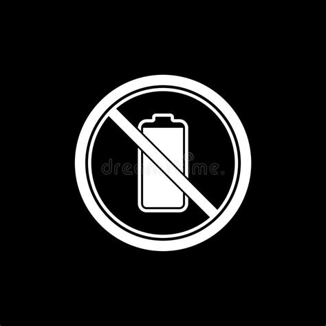 Batteries Prohibited Or No Battery Charging Sign Isolated On Dark Background Stock Vector