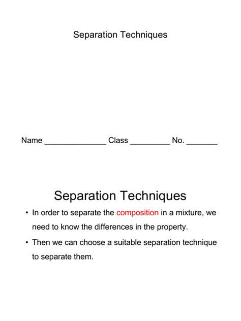 Separation Technique Students Pdf Distillation Filtration