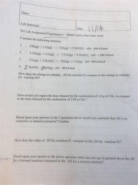 solved pre lab assignment experiment 3 hess is just a four