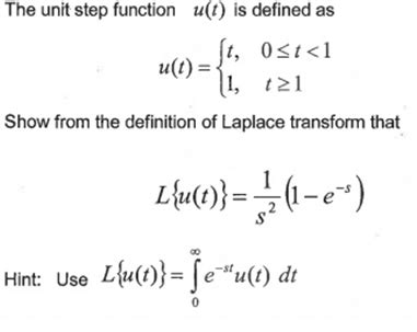 Solved The Unit Step Function U T Is Defined As U T Show Chegg Com