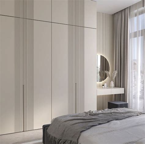 Распашные шкафы с фрезеровкой серого цвета Дизайн домашнего интерьера Дизайн шкафа Комната