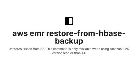 Aws Emr Restore From Hbase Backup Fig
