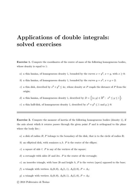 3 Applications Of Double Integrals Solved Applications Of Double