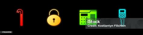 지렛대 잠금 장치 하우스 인터콤 시스템 및 자동차 키를 원격 아이콘으로 설정합니다 벡터 갈고리 발톱에 대한 스톡 벡터 아트 및 기타 이미지 Istock