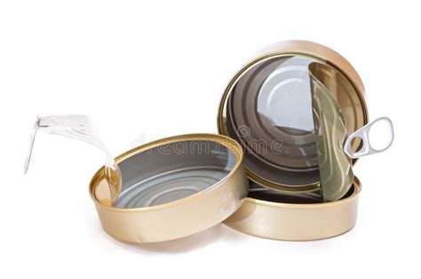 Three Opened Empty Tin Cans Isolated On White Background Stock Image Image Of Garbage