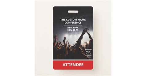 Red Access Pass Logo Qr Code Attendee Conference Badge Zazzle