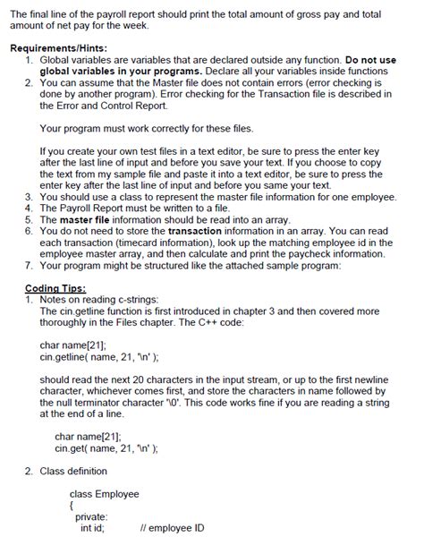 Solved Assignment Payroll Version Your Program Chegg
