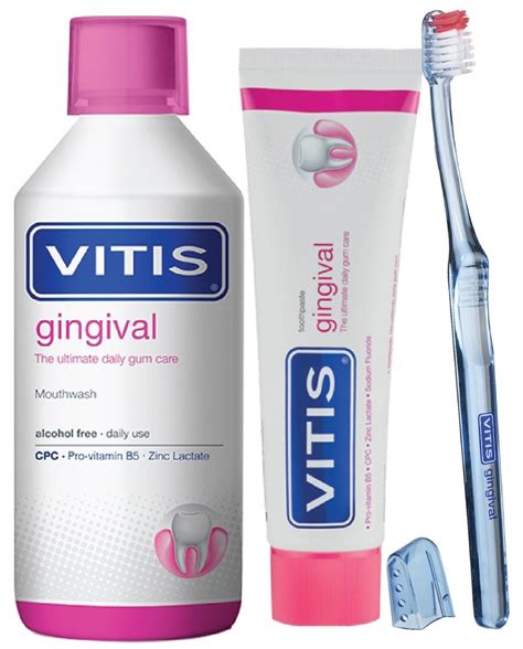 Dentaid Vitis Комплект Gingival Вода за уста и Паста 500 100 Ml Четка асортимент Ozone Bg