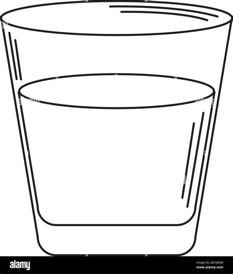 Drinks Glass Cup Of Water Or Juice With Straw Vector Illustration Line