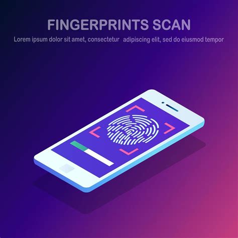 Scan Fingerprint To Mobile Phone Smartphone Id Security System Isometric Cellphone 12578849