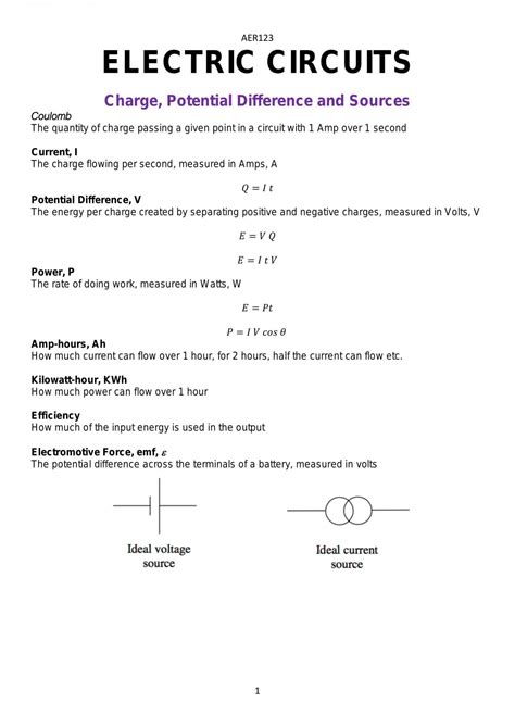 Introduction To Electric Circuits Subject Notes Aer123 Introduction