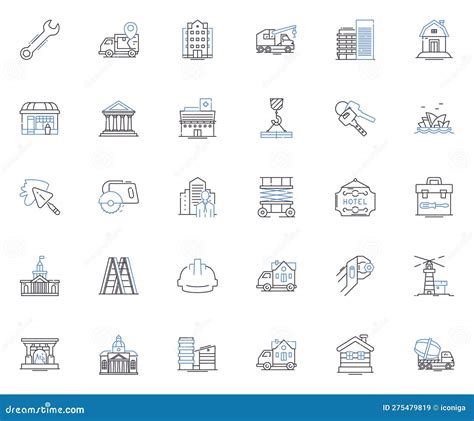 Structural Drafting Line Icons Collection Design Engineering