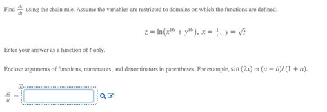 Solved Let Z F X Y Where X G T Y H T And F G H Chegg Com