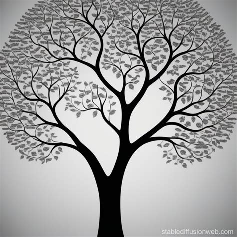 Monochrome Word Tree Stable Diffusion Online