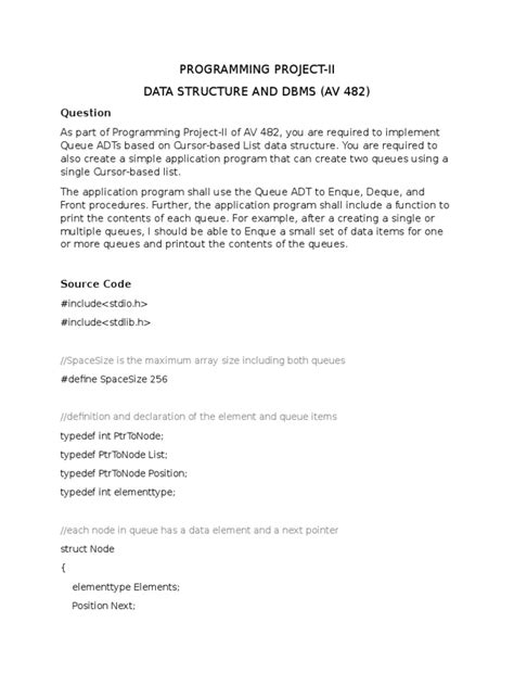 Programming Assignment Ii Pdf Queue Abstract Data Type Pointer Computer Programming
