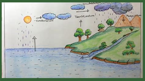 How TO Draw Water Cycle Step By Step Draw WAter Cycle Of School Project