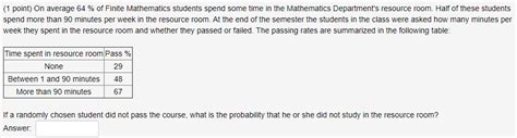 solved 1 point on average 64 of finite mathematics