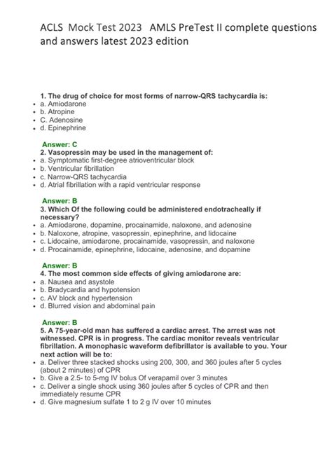 Acls Practice Test 2023 [updated] Question Answers Quiz Acls 2023 Stuvia Us