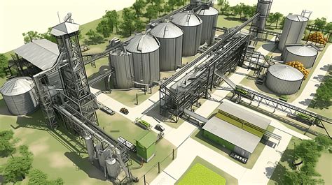 Agro Silos On Agro Industrial Complex And Grain Drying And Seeds Cleaning Line Background Silos