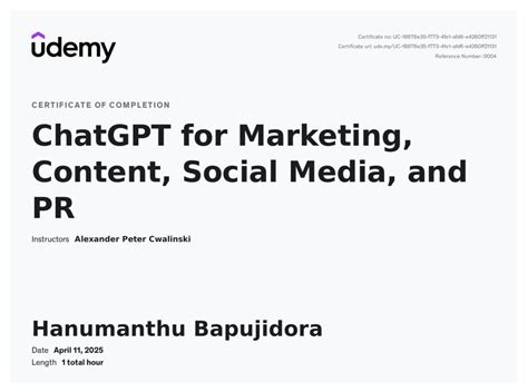 My Course Completion Certificate For Chatgpt For Marketing Content