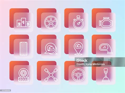 세트 라인 체크 엔진 휠 렌치 레이싱 헬멧 스티어링 휠 스톱워치 스포츠 우승자 연단 및 자동차 아이콘에 대한 합금에 대한 상 벡터 거울에 대한 스톡 벡터 아트 및 기타