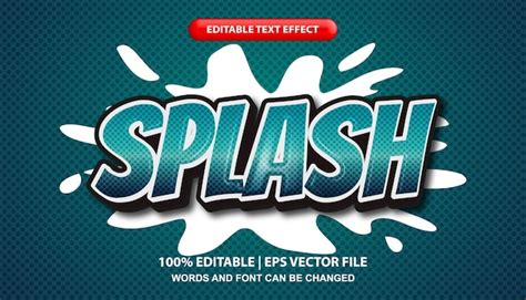 Premium Vector Splash Text Editable Text Effect Template In Comic Style Water Splash