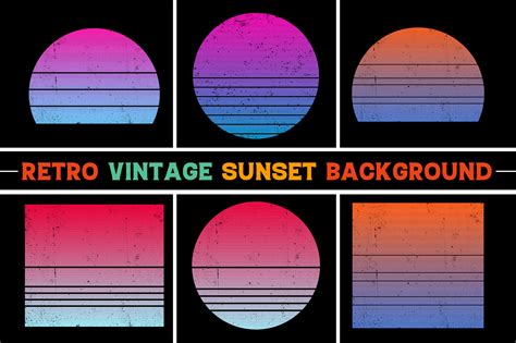 Retro Vintage Sunset Gradient Background Graphic By T Shirt Design Bundle · Creative Fabrica