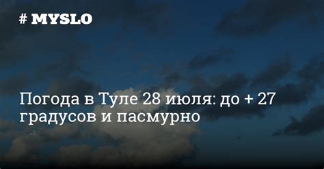 Погода в Туле 28 июля до 27 градусов и пасмурно Новости Тулы и области