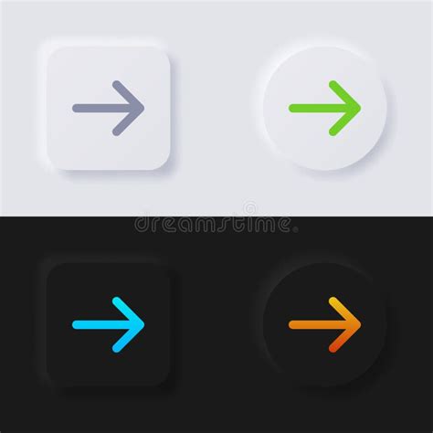 Arrow Icon Set Multicolor Neumorphism Button Soft Ui Design Stock