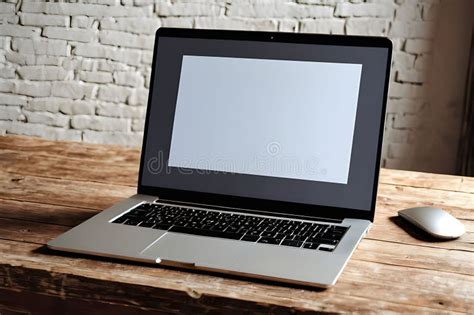 Mock Up Blank Screen Laptop On Wood Table Stock Image Image Of Interior Wood 323961099
