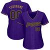Custom Pinstripe Baseball Jersey Purple Black Black Old Gold Authentic