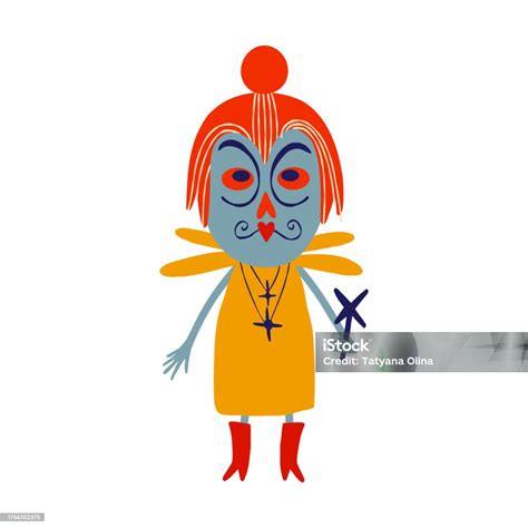 마술 지팡이를 든 유령 요정 활기차고 밝은 이상한 못생긴 할로윈 캐릭터 강렬하고 밝은 색상에 대한 스톡 벡터 아트 및 기타 이미지 강렬하고 밝은 색상 결정체 고딕