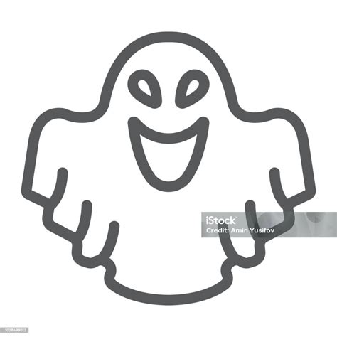 유령 선 아이콘 공포와 할로윈 심 기호 벡터 그래픽 흰색 배경 Eps 10에 선형 패턴 10월에 대한 스톡 벡터 아트 및 기타 이미지 Istock
