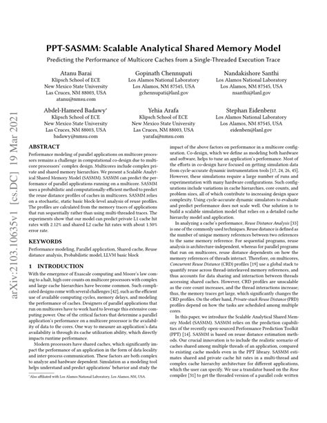 Pdf Ppt Sasmm Scalable Analytical Shared Memory Model Predicting The Performance Of
