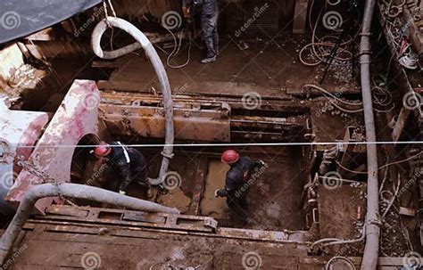 Workers Work On Pipeline Operations Pipe Penetration Editorial Photo
