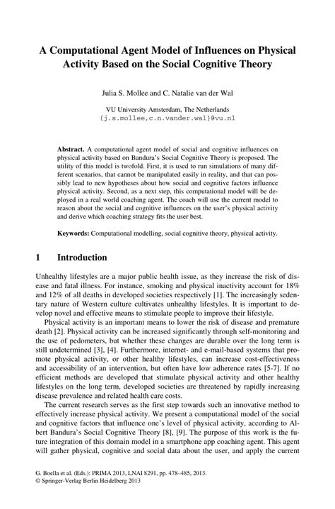 Pdf A Computational Agent Model Of Influences On Physical Activity Based On The Social