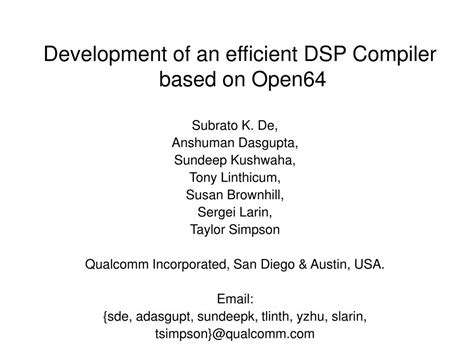 Ppt Development Of An Efficient Dsp Compiler Based On Open64