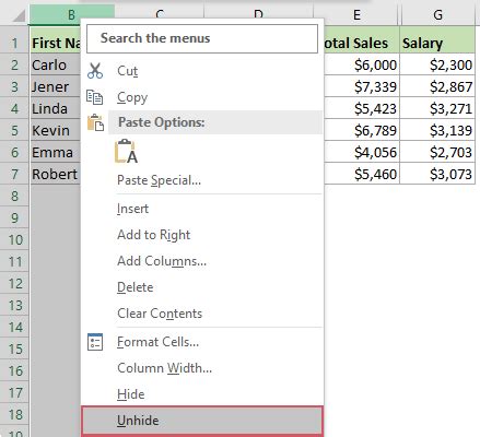 Quickly Unhide Columns In Excel A Step By Step Guide